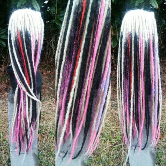 myhairandstuff | Accessories | Long Blonde Ombre Black Pink Loc ...